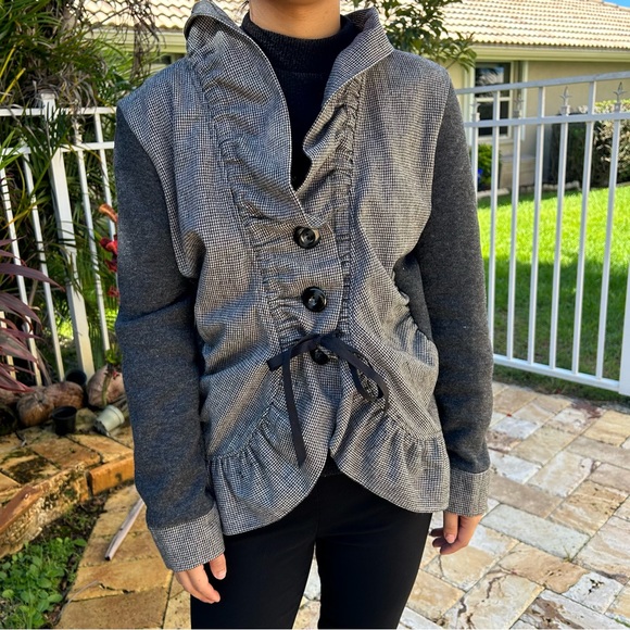 Grifflin | Jackets & Coats | Grifflin Gray And Black Ruffled Front ...